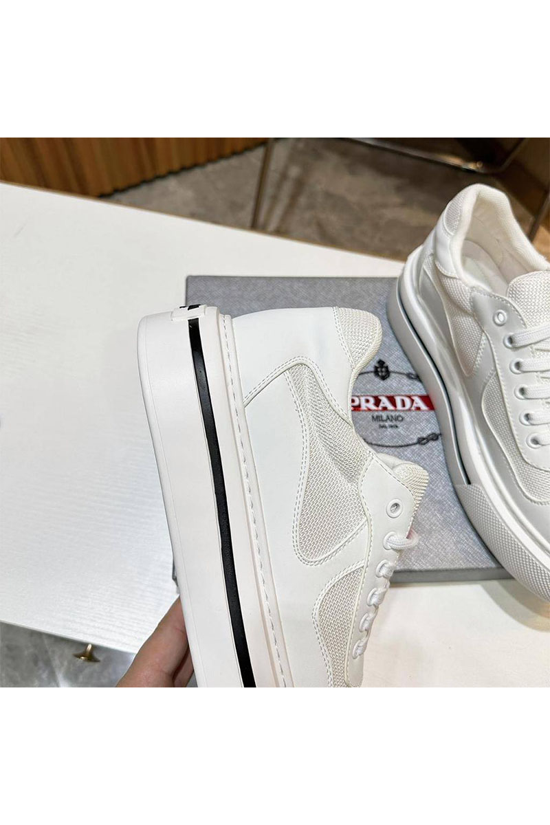 Prada Комбинированные кроссовки logo-stripe - White