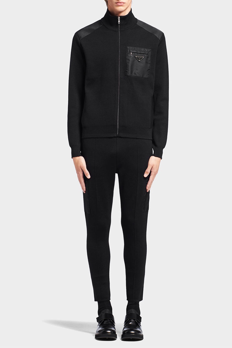 Prada Чёрная кофта на молнии Re Nylon Gabardine