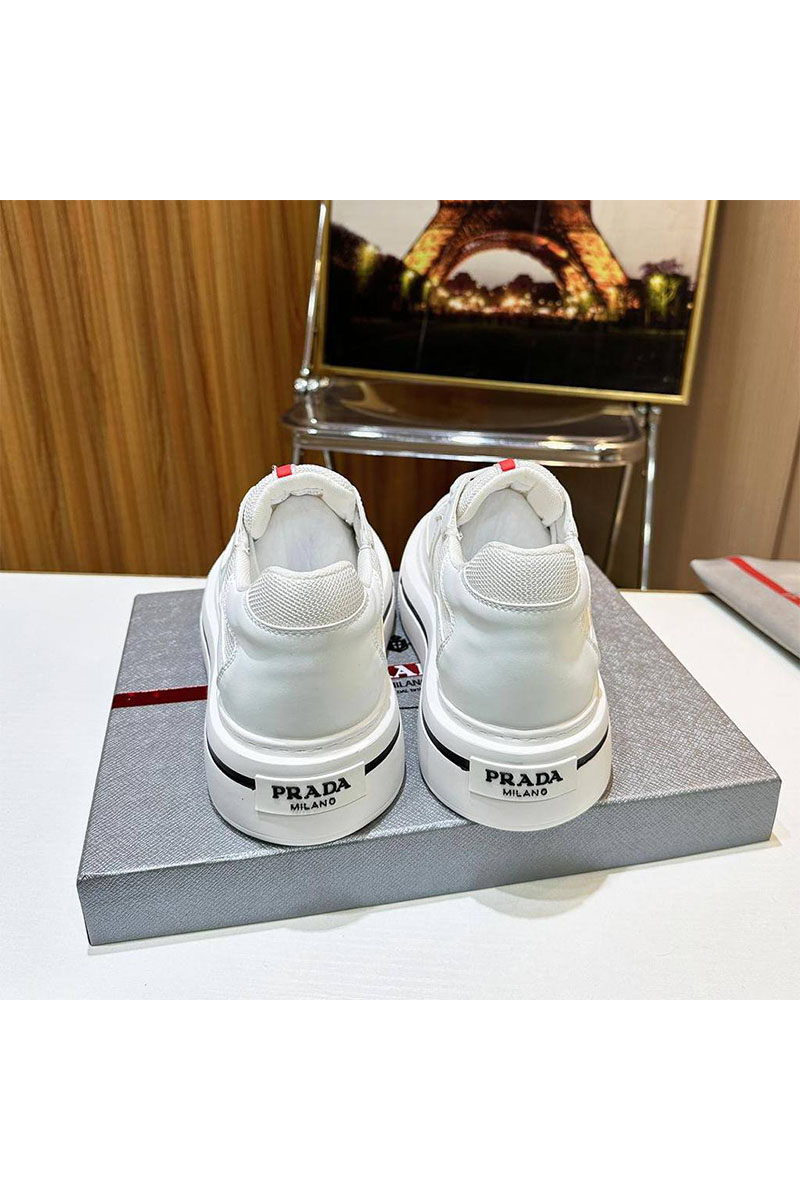 Prada Комбинированные кроссовки logo-stripe - White